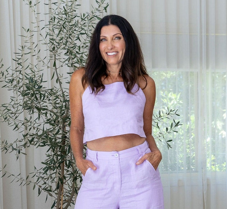 Lilac Linen Singlet Top | Miss Jane Designs